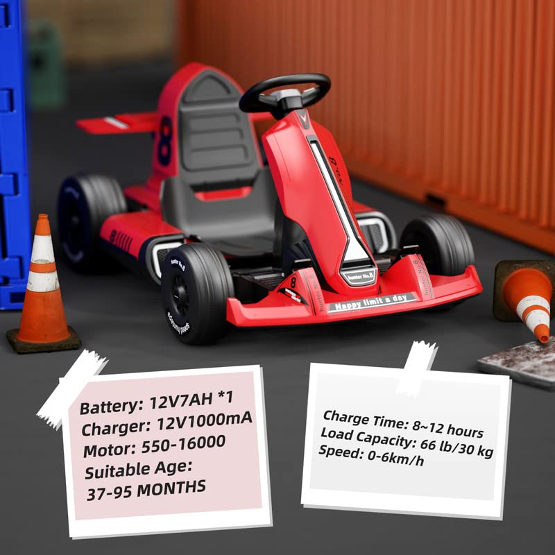 KORIMEFA Go Kart for Kids Go Carts for Kids Ages 4-8 Kids Pedal Go Kart Big Wheels for Kids Boys Girls with Bluetooth/Fm Adjustable& Remote Control