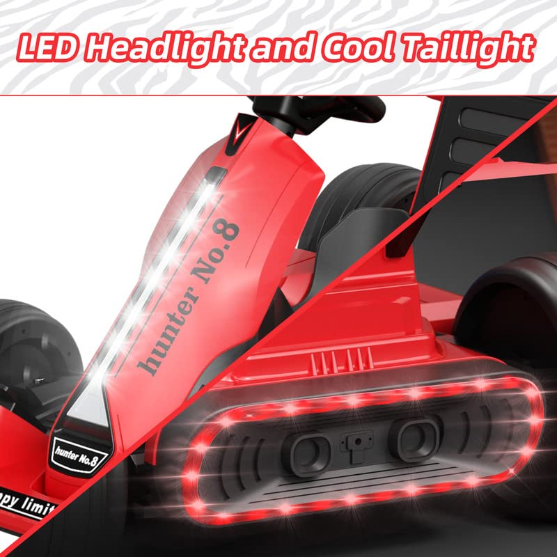 KORIMEFA Go Kart for Kids Go Carts for Kids Ages 4-8 Kids Pedal Go Kart Big Wheels for Kids Boys Girls with Bluetooth/Fm Adjustable& Remote Control