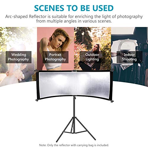 Neewer Clamshell Light Reflector Diffuser with Carrying Bag, 66βΓ24β/155x61cm Photography Curved Lighting Reflector for Photo Studio Photography, Black/White/Gold/Silver Colors (Stand Not Included)
