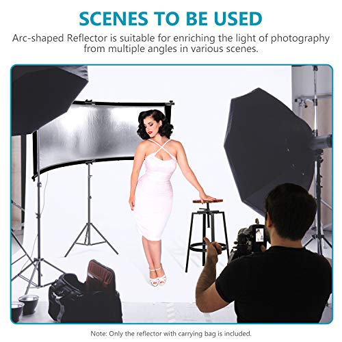Neewer Clamshell Light Reflector Diffuser with Carrying Bag, 66βΓ24β/155x61cm Photography Curved Lighting Reflector for Photo Studio Photography, Black/White/Gold/Silver Colors (Stand Not Included)