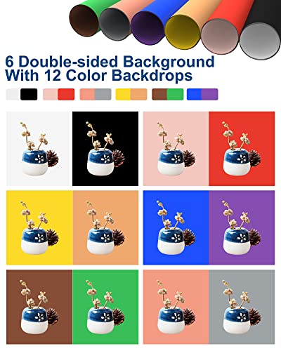 Upgraded PULUZ Photo Studio Light Box 16"/40cm Portable Foldable Photo Light Tent, Professional Tri-Color Dimmable Shooting Tent Kit with 144 LED Lights & 6 Backgrounds (12 Colors)