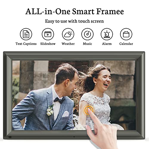 BSIMB 16-Inch 32GB FHD Large WiFi Digital Photo Frame 1920 x 1080 IPS Touch Screen Smart Picture Frame, Remote Control, Auto-Rotate, Wall-Mounted, Easy Setup to Share Photos and Videos via App&Email