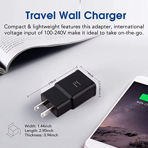 Adaptive Fast Type C Charger Compatible Samsung Galaxy S21+ S21 Ultra 5G S9 S8 Plus S10 S10e S20 FE Note 8 9 10 20 Plus, 2 Pack Charging Adapter + 2 Pack 6.6ft USB-C Cables