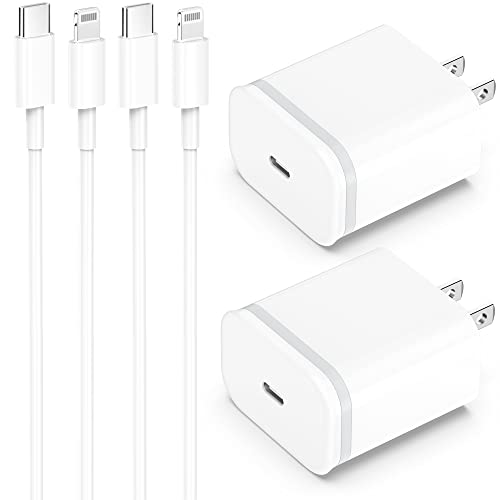 JEROYAL USB C Fast Charger for iPhone 14/14 Plus/14 Pro/14 Pro Max 13 12, 2-Pack 6FT Cable Cord with 20W Plug Block Wall Charging Box Brick USBC Type C Cube PD Adapter for 11 Mini SE XS XR X 8 7 6 6S