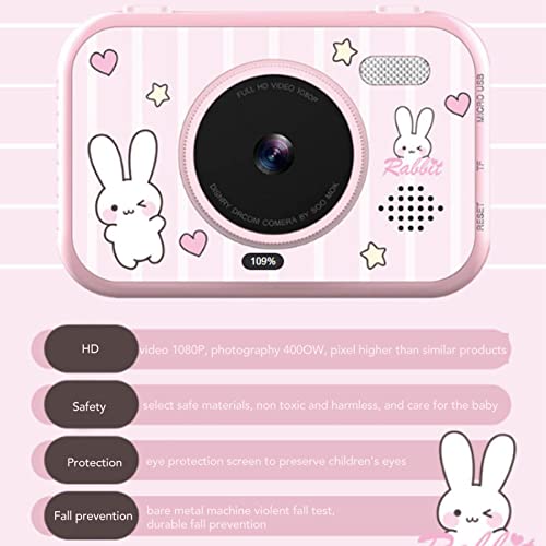 HelloCreate Kids Pink Digital Camera High Definition Dual Lens 40MP MP3 Player Eyeshield Big Screen Digital Camera Gift for Kids