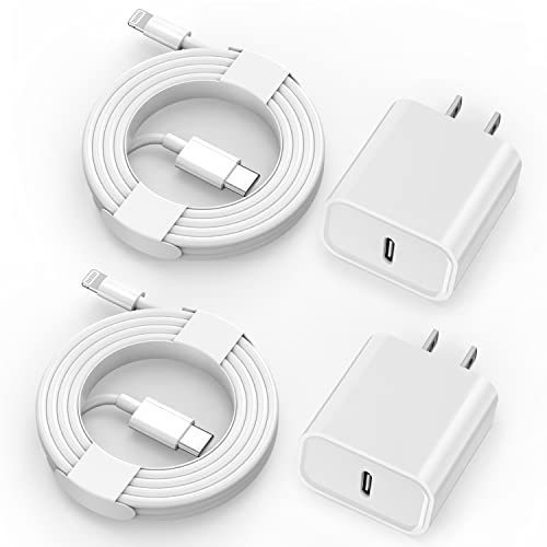 Fast Charger iPhone,Fast Apple Charger iPhone【Apple MFi Certified】2Pack USB C Wall Charger Fast iPhone Charger 6FT Type-C USB C to Lightning Cables for iPhone 14/13/12/11 Pro Max,Mini,8, iPad/AirPods