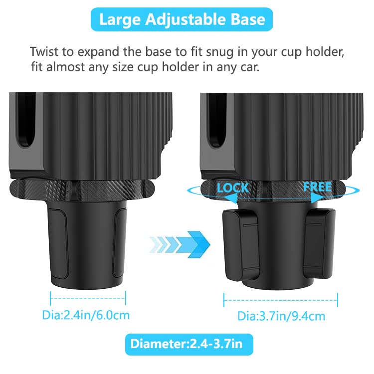 Pletmin Car Cup Holder Phone Mount: Universal Auto Cell Phone Stand with Drink Expand Cup Holder for SUV | Automobile |Compatible with iPhone & Samsung and Other Android Smartphone-Black