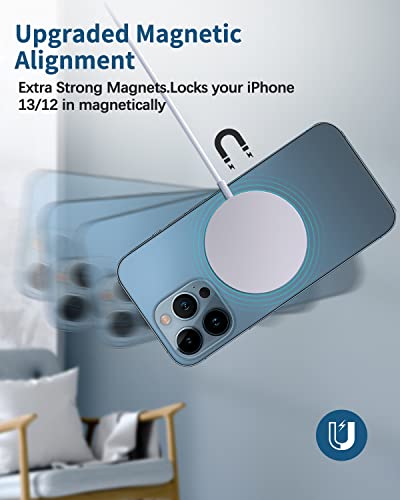 2 Pack Magnetic Wireless Charger 15W Fast Mag-Safe Charger for iPhone 14/13/12 Series and AirPods 3/2/Pro (Mag-Safe Charger Silver)