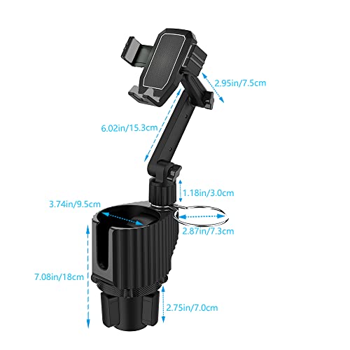 Pletmin Car Cup Holder Phone Mount: Universal Auto Cell Phone Stand with Drink Expand Cup Holder for SUV | Automobile |Compatible with iPhone & Samsung and Other Android Smartphone-Black