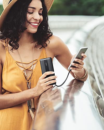 VRURC Portable Charger with Built-in Cables & AC Wall Plug, 22.5W Fast Charging 10000mAh Battery Pack(QC4.0 & PD3.0), USB C Power Bank with 4 Output 2 Input, Compatible with iPhone Samsung Android etc