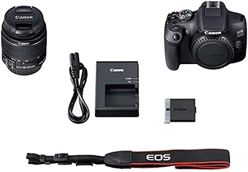 Inspire Digital Canon EOS Rebel 2000D DSLR Camera with 18-55mm is II Lens Bundle + Canon EF 75-300mm f/4-5.6 III Lens and 500mm Preset Lens + 64GB Memory + Padded Case (Renewed)