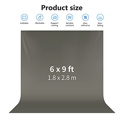 NEEWER 6x9 feet/1.8x2.8m Photo Studio 100% Pure Polyester Collapsible Backdrop Background for Photography, Video and Television (Backdrop ONLY) - Grey