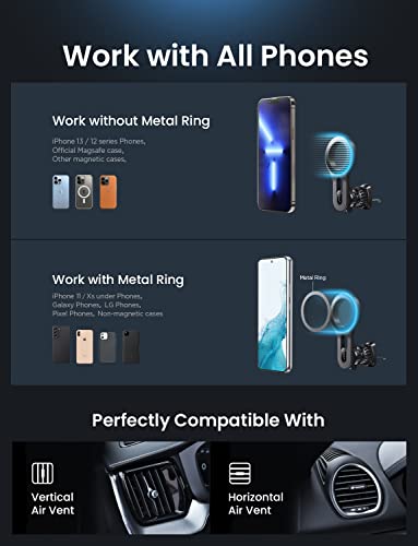 LISEN for MagSafe Car Mount [Powerful Magnets] Magnetic Phone Holder for Car [Easily Install] Hands Free iPhone Car Holder Mount Fit for iPhone 14 13 12 Pro Plus Max Mini MagSafe Cases