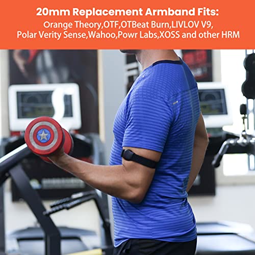 LIVLOV V11 Heart Rate Monitor Replacement Armband Strap - 20mm Adjustable Arm Belt Replacement Compatible with OTF, Orange Theory, OTBeat Burn Optical HR Sensor