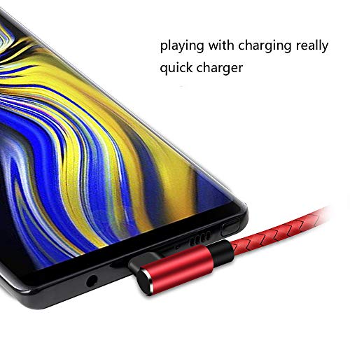 [3 Pack] Galaxy S21 Charger YWXTW Type C USB Cable 10FT [Case Friendly] 90 Degree Durable Fast Charging Cable for Galaxy S21 Ultra S20 FE A52 A72 A51 A71 A11, Note 20 Ultra, LG Velvet/Wing (Red 10FT)