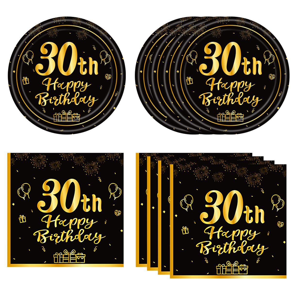 40PCS 30th Birthday Party Decoration 30 Birthday Party Decoration for Her Vintage 1995 Disposable Paper Plates and Napkins Party Supplies for Men Women
