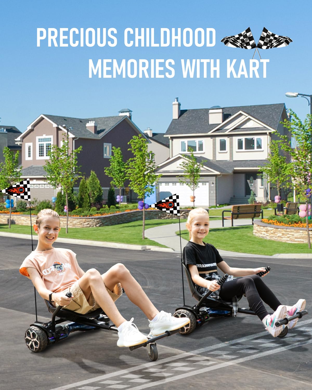 Gyroor Hoverboard Seat Attachment K1, Hover Board Accessory Go Kart with Adjustable Frame Length Compatible with 6.5'' 8'' 10'' Hoverboard, Best Hoverboard Go Kart for Kids and Adults-Black