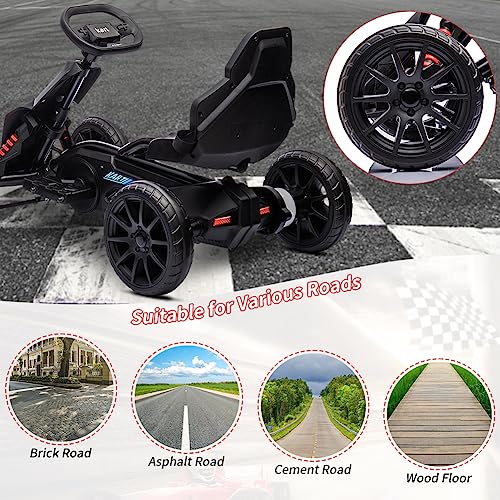 12V Electric Go Kart for Kids,7Ah Battery Powered Car for Toddlers, Adjustable Seat, High/Low Variable Speeds,EVA Wheels, Outdoor Ride On Toy Vehicle Gift for 3-6 Years,Black