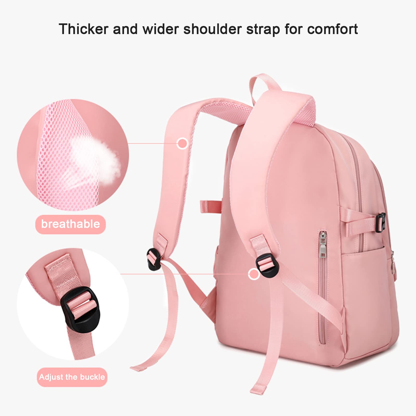 BEULPTN School Backpack for Girls Cute Bookbag for School Teens, Waterproof Travel Backpack for High Middle School Student for Laptop 15.6", Kawaii Casual Daypack Book Bag Black
