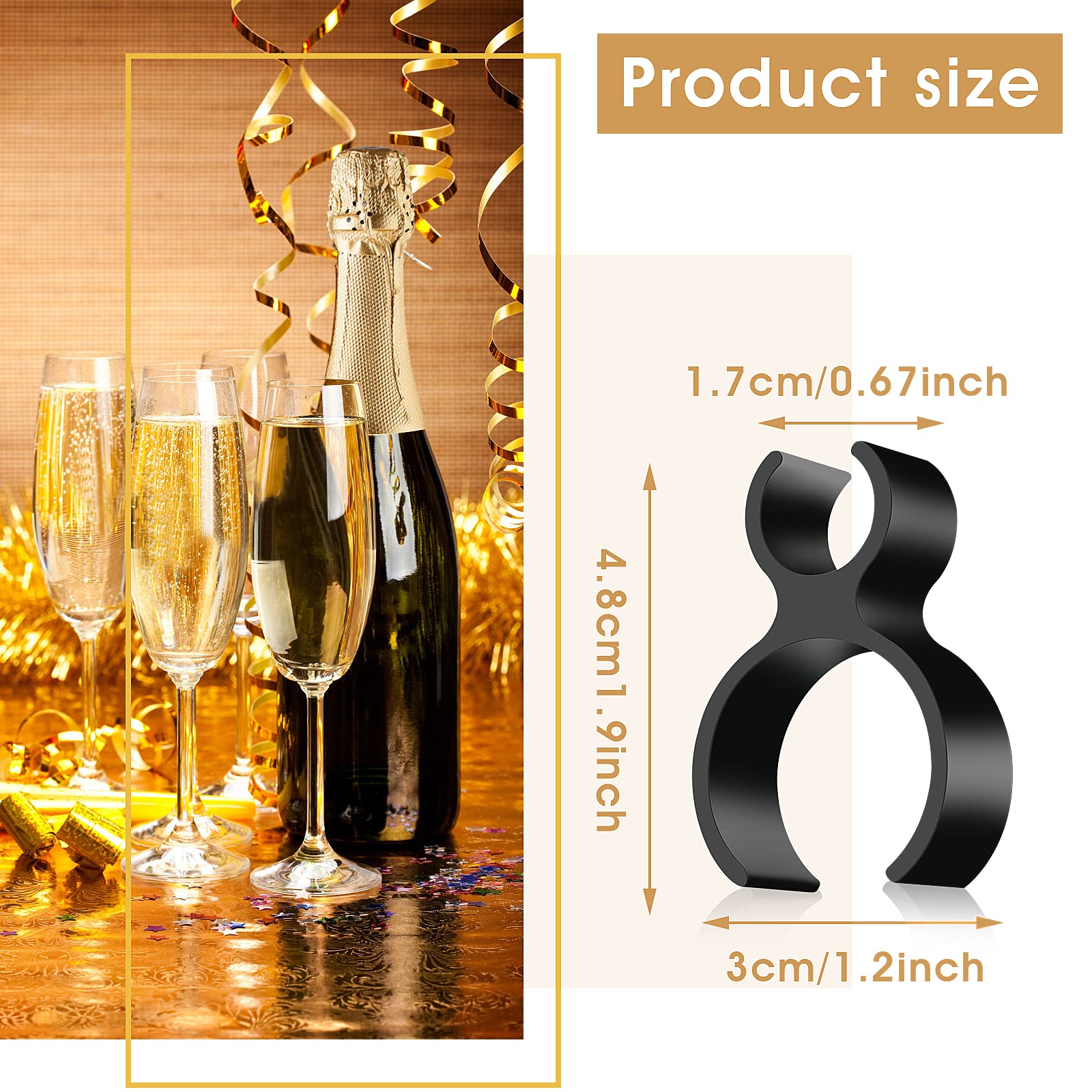 12 Pieces Champagne Bottle Clips for Sparklers, Champagne Bottle Extender Clips Sparklers,Champagne Sparkler Holders Clips for Candel Birthday Wedding Party Supplies
