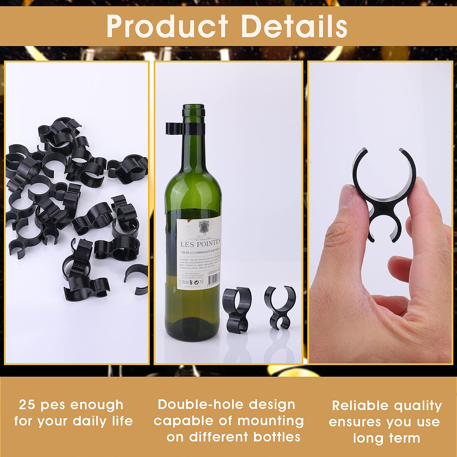 12 Pieces Champagne Bottle Clips for Sparklers, Champagne Bottle Extender Clips Sparklers,Champagne Sparkler Holders Clips for Candel Birthday Wedding Party Supplies