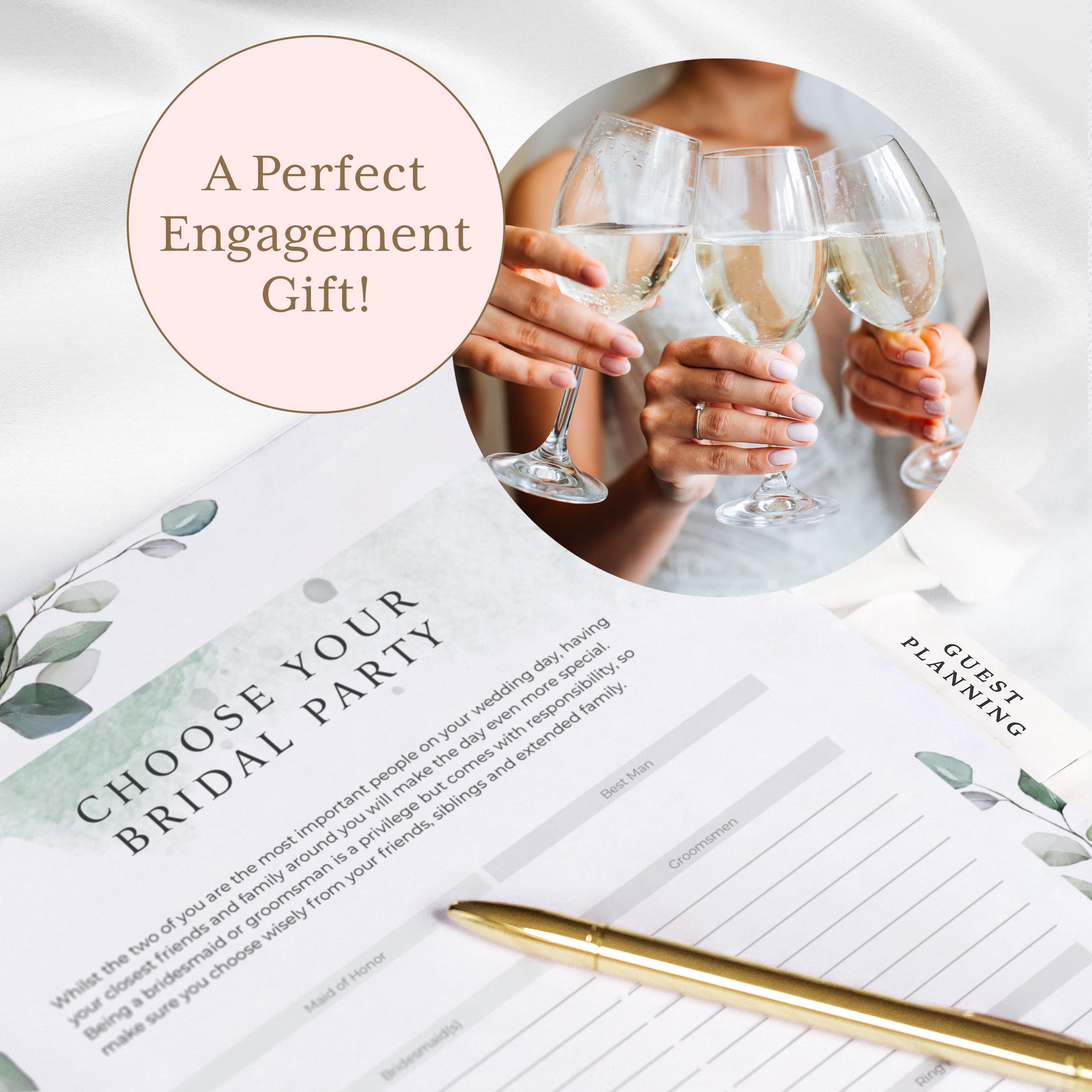 Wedding Planner & Organizer - Floral Gold Edition - Diary Engagement Gift Book & Bride To Be Countdown Calendar