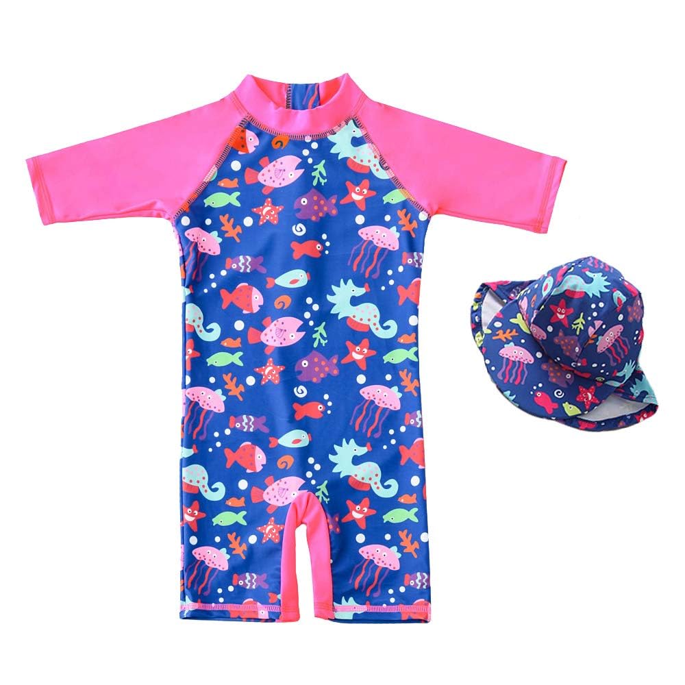 Baby Boys One Piece Swimwear Toddler Zipper Bathing Suit Kids Swimsuit Shark Rash Guards Surfing Suit with Hat UPF 50+ (12-18Months)