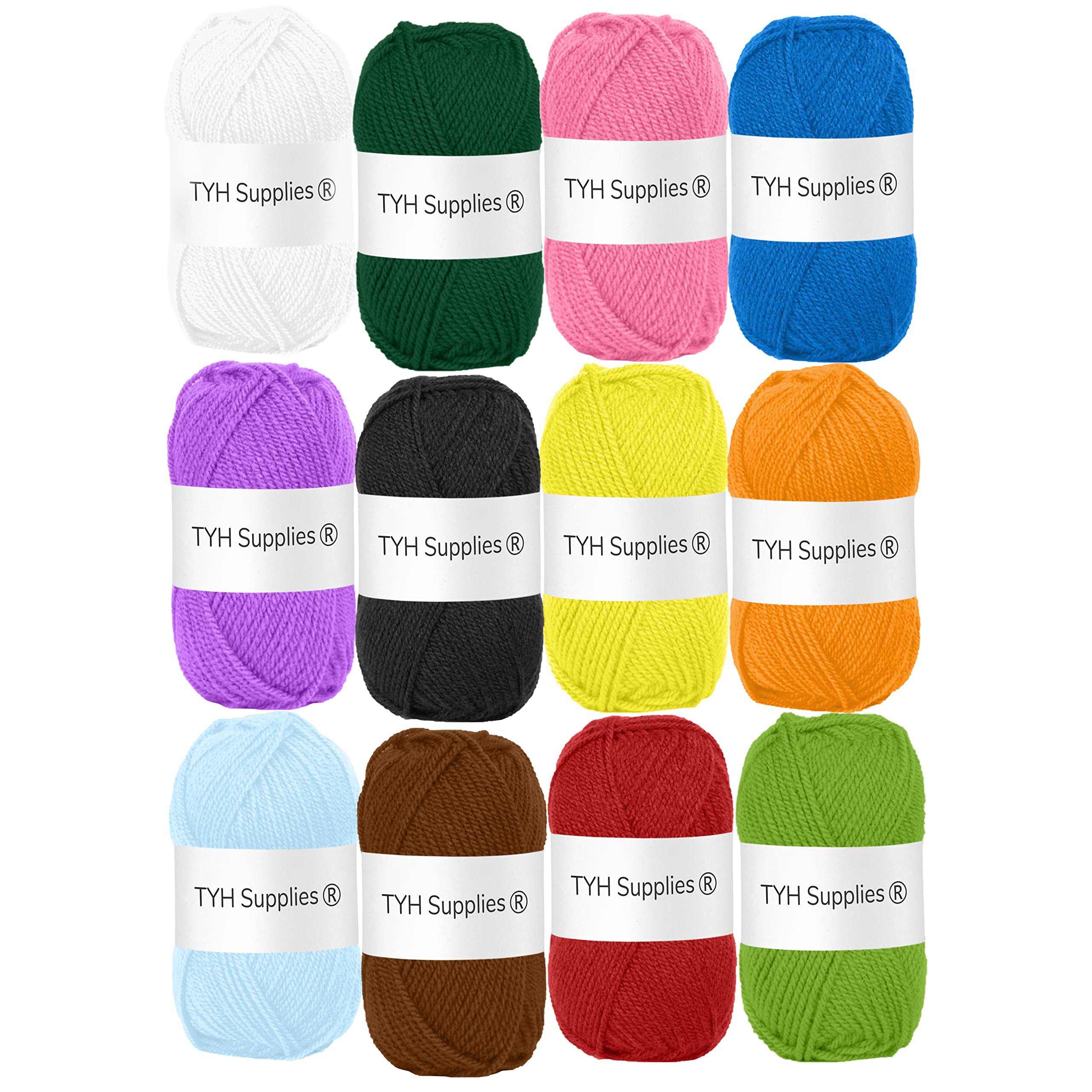 TYH Supplies 8 Acrylic Yarn Skeins | 560 Yard Soft Yarn Medium Weight for Knitting, Crochet, Craft Projects | 70 Yard Skeins | 8 Colors | Beginner Set | Light Color Collection