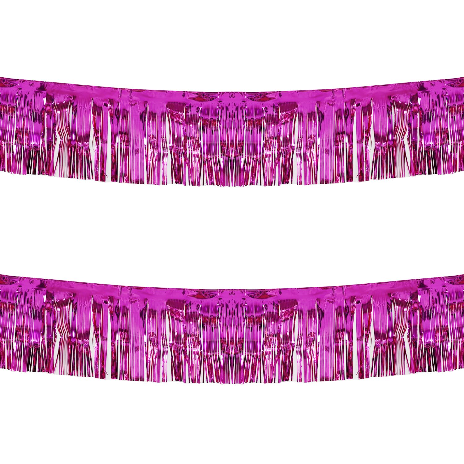 Blukey 10 Feet by 15 Inch Iridescent White Foil Fringe Garland - Pack of 2 | Metallic Tinsel Banner | Ideal for Parade Floats, Bridal Shower, Wedding, Birthday, Christmas | Wall Hanging Drapes