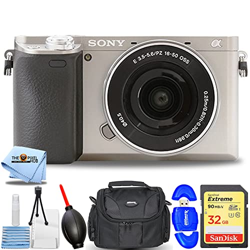 Sony Alpha a6400 Mirrorless Digital Camera with 16-50mm Lens - 7PC Accessory Bundle Includes: Extreme 32GB SD, Memory Card Reader, Gadget Bag, Blower, Microfiber Cloth and Cleaning Kit