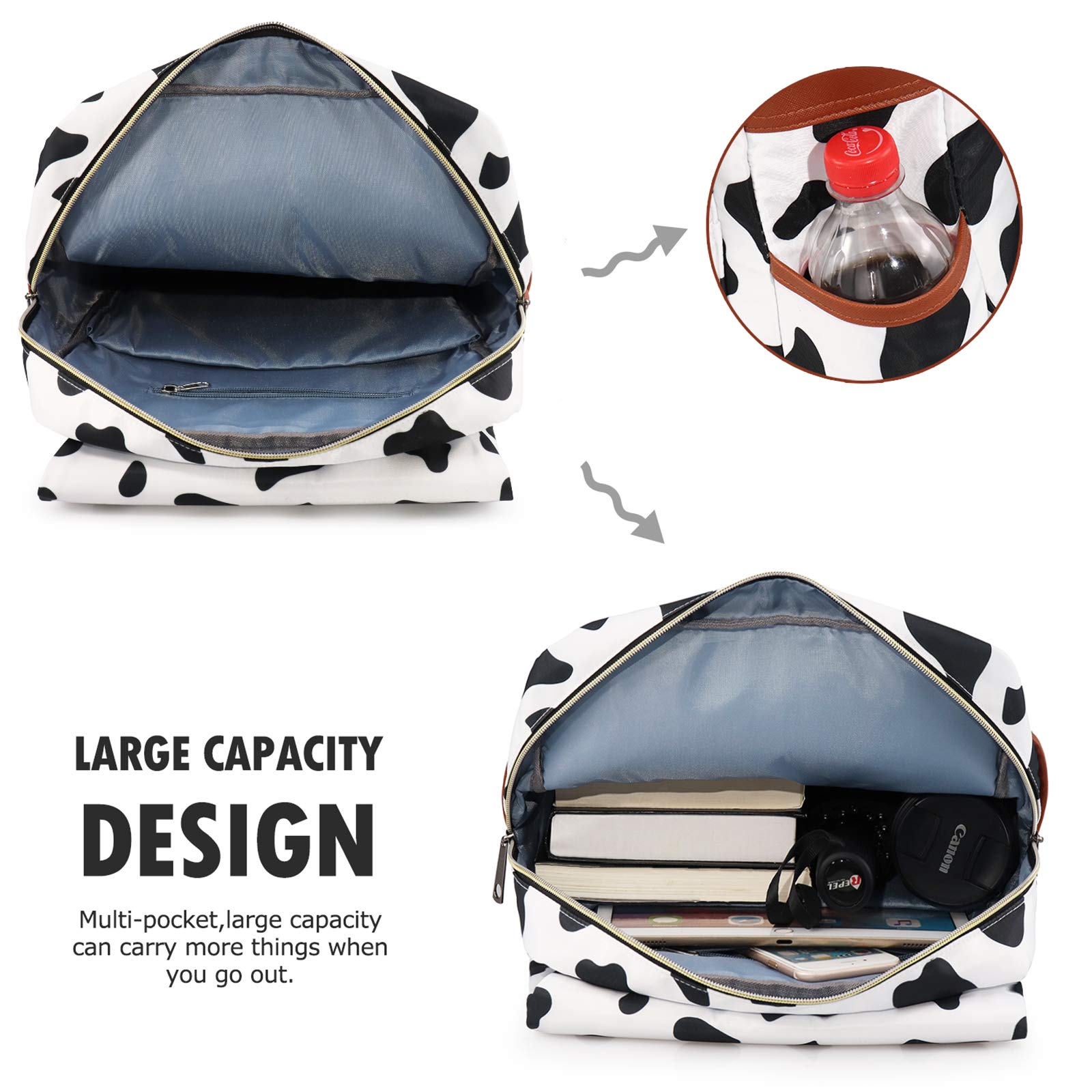 Junlion Cow Slim Backpack Gift for Girls School Bag College Daypack Travel Rucksack