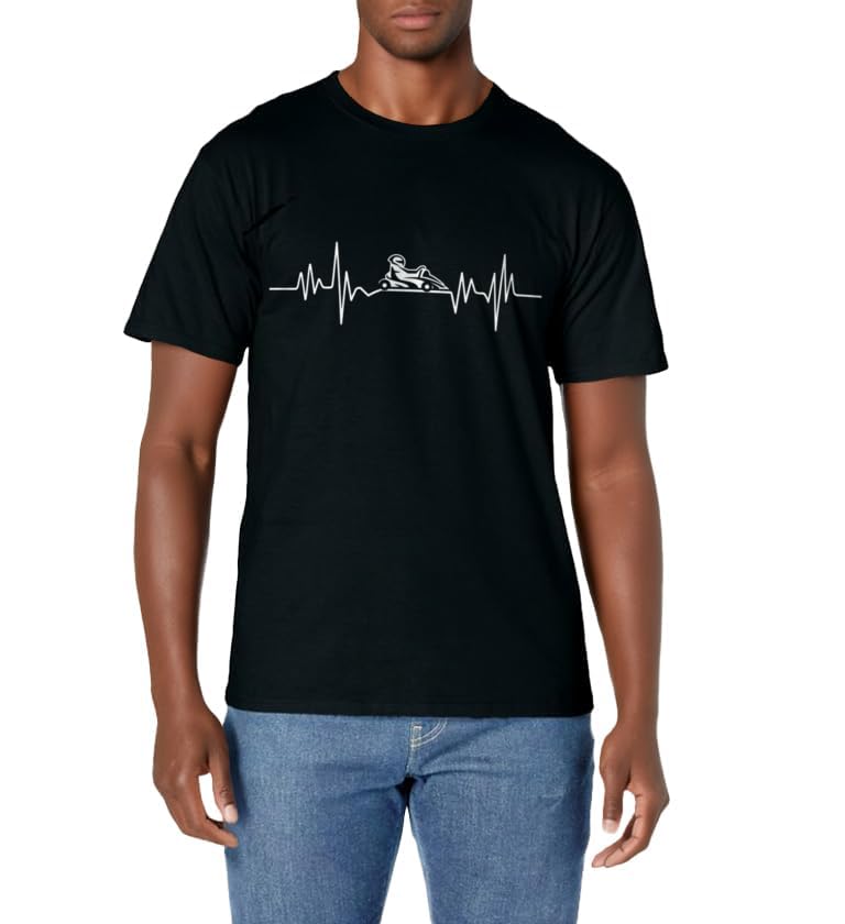 Go Cart Racer Heartbeat Line Pulse Go Kart Racing T-Shirt