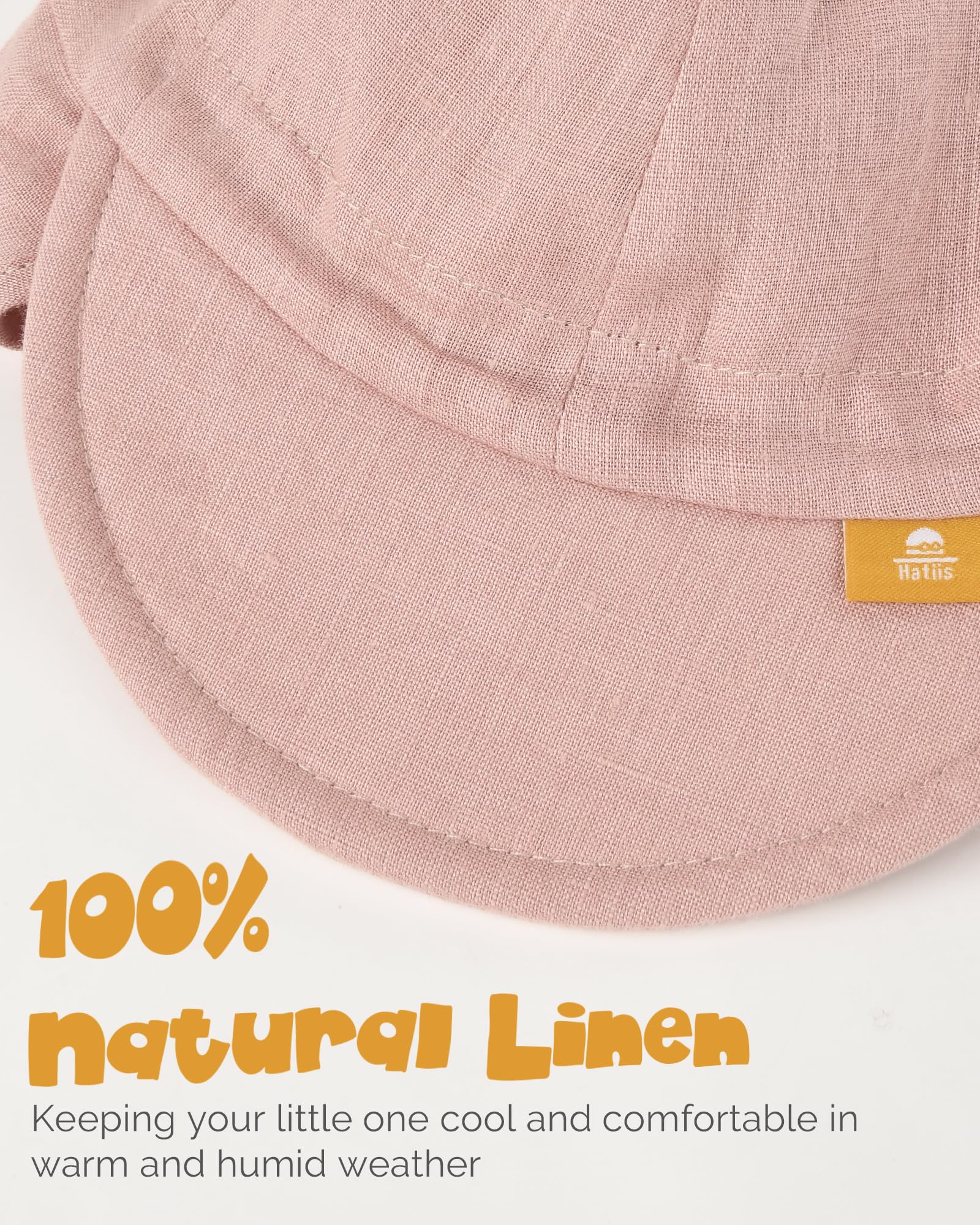 Baby Sun Hat Summer Baby Hats with Neck Flap Linen Breathable Infant Boy Girl Sun Hat Lightweight Packable Baby Swim Hat Pink