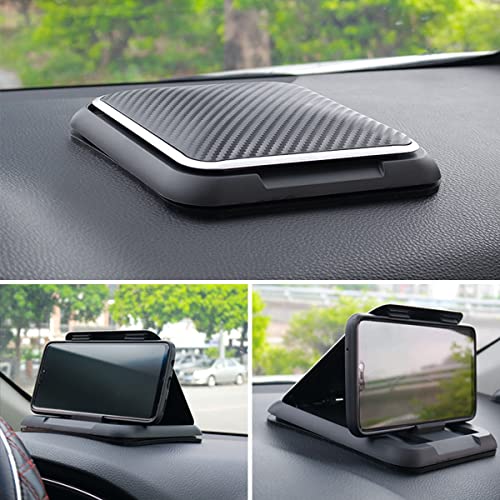 Car Phone Holder Mount, Silicone Carbon Fiber Pattern Car Phone Mount for Automotive Dashboard, Universal for iPhone Pro Max SE XS XR Plus, Samsung Galaxy & All Cellphones