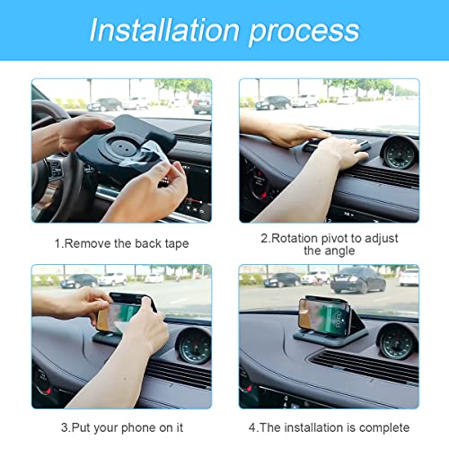 Car Phone Holder Mount, Silicone Carbon Fiber Pattern Car Phone Mount for Automotive Dashboard, Universal for iPhone Pro Max SE XS XR Plus, Samsung Galaxy & All Cellphones