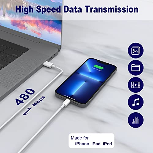 iPhone Fast Charger, 3 Pack [Apple MFi Certified] PD 20W Type C Fast Charger Block with 6FT USB C to Lightning Fast Charging Data Sync Cable Compatible for iPhone 14 13 12 11 Pro Max XS XR X 8 iPad