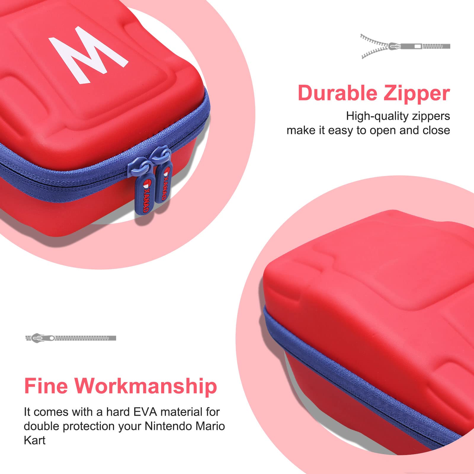 XANAD EVA Hard Case for Mario Kart Live:Nintendo Switch Mario Set Edition - Travel Protective Carrying Storage Bag(Red)