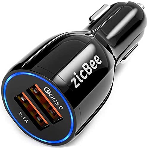 Dual USB Car Charger Lighter Adapter QC 3.0 5.4A/30W, 4X Rapid Faster Charging Speed for iPhone 14 13 12 11 Mini Pro Max XS X XR 8 7 6 5 iPad Pro Air Mini, Galaxy Note S22 S21 S20 Ultra Plus & More
