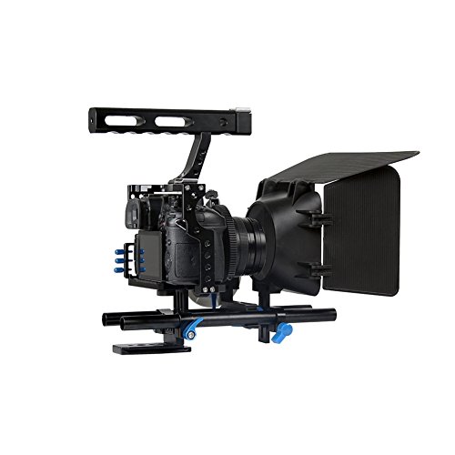 Professional DSLR Rig Camera Cage/Follow Focus/Matte Box Bundle for Sony A6000 A6300 A7 A7S A7SII A7R A7RII, Panasonic DMC-GH4 GH4 GH3, Canon M3 M5 M6, Nikon L340 etc
