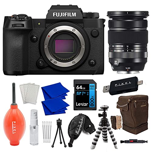 Fujifilm X-H2 Mirrorless Camera with XF16-80mm Lens - Black with Advanced Bundle, Promaster Holster Sling Bag, Lexar 64GB SDX Card, Promaster Lens Cleaning Pen & More