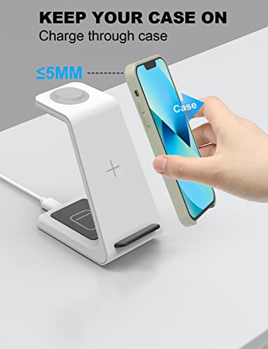 Wireless Charging Station for Apple, 3 in 1 Charging Stand for iPhone 14/13/12/11/X/8/SE Series, iWatch 7/6/SE/5/4/3/2, AirPods 3/Pro/2