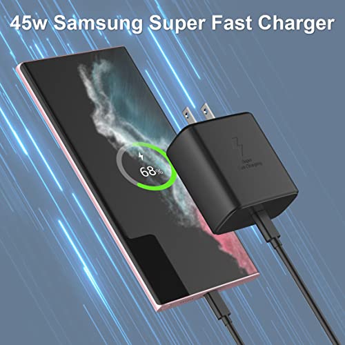 45W Samsung Super Fast Charger USB C Wall Charger for Samsung Galaxy S22/S22 Ultra/ S22+/Note10/Note10 +/S8/S9/S10/S20/S21,Galaxy Tab S7/S7+/S8/S8+/S8 Ultra Samsung Type C Wall Charger(6ft Cable)