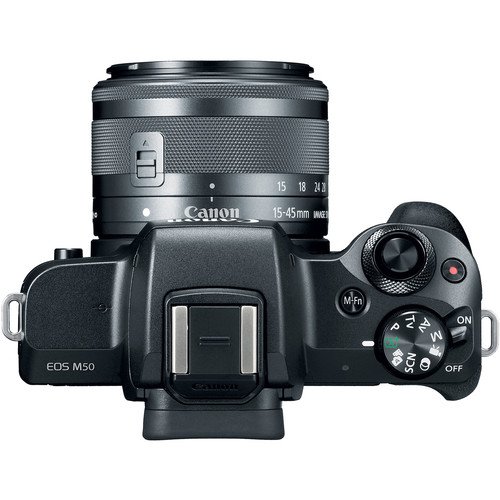 Canon EOS M50 Mirrorless Digital Camera (Black) Bundle w/Canon EF-M 15-45mm is STM & Tamron 70-300mm Di LD Lenses + Auto (EF/EF-S to EF-M) Mount Adapter + Gadget Bag + Accessories