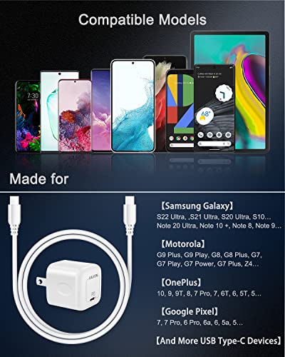 Android Phone Charger C Type, USB C Fast Charging for Google Pixel 7 Pro 6 6a 5 5a XL 4 4a Samsung Galaxy S23/ S22 Ultra Plus S21 S20 A03s A53 5g Note 20, USB C Charger Block +6 Ft USB-C to USBC Cable