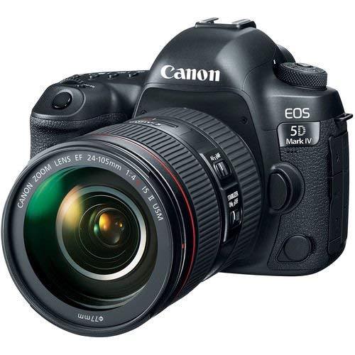 Canon EOS 5D Mark IV Full Frame Digital SLR Camera with EF 24-105mm f/4L is II USM Lens with Pro Camera Battery Grip, Professional TTL Flash, Deluxe Backpack, Spare LP-E6 Battery (17 Items) (Renewed)