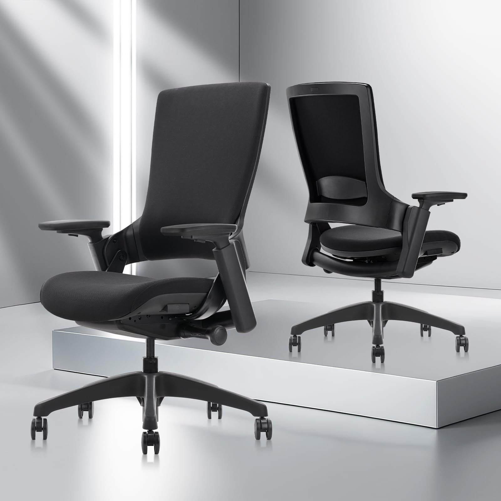 CLATINA Ergonomic High Swivel Executive Chair with Adjustable Height 3D Arm Rest Lumbar Support and Upholstered Back for Home Office Black BIFMA Certification No. 5.1