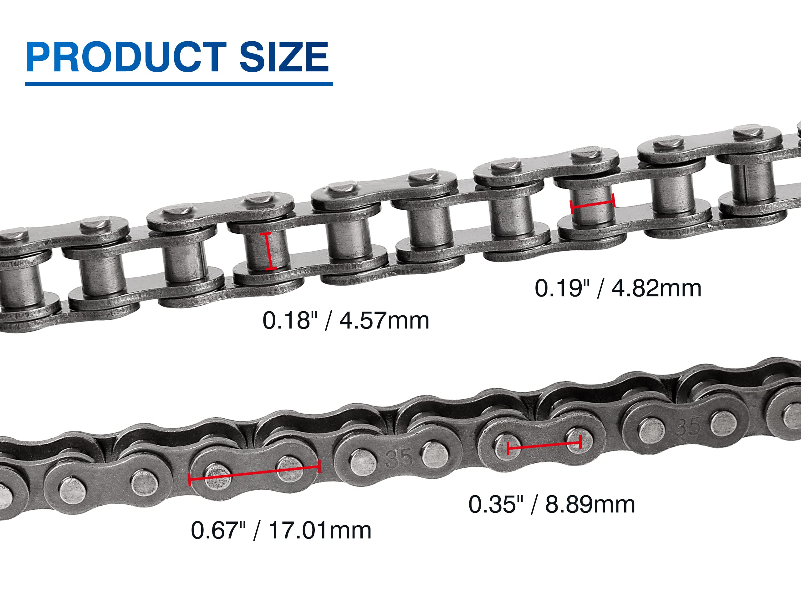 Belleone #35 Roller Chain 10 Feet -320 Links #35 Chain with Chain Breaker & 5 Connecting Links for Go Karts, Motorcycles, Mini Bikes, Bycicles, Other Home and Industrial Machinery