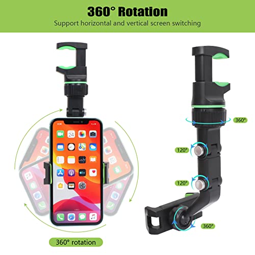 FYY Car Phone Holder Mount, 360°Rotating Rearview Mirror Phone Holder for Car, Multifunctional Phone Mount and GPS Holder, Fixed and Adjusted Cell Phone Automobile Cradles (Black+Green)