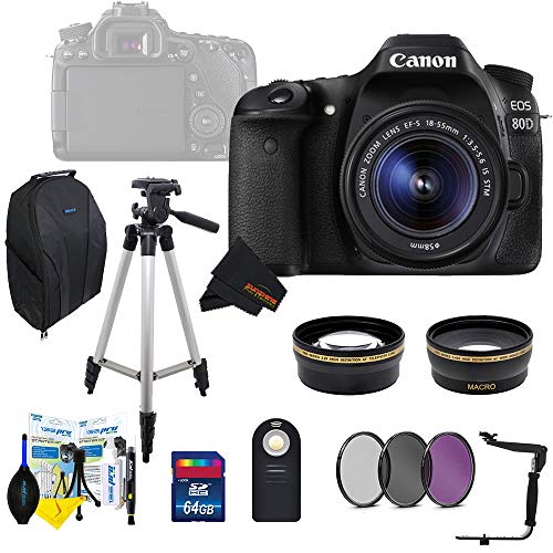 Canon EOS 80D DSLR Camera with EF-S 18-55mm is STM +64 GB SD Memory Card +Sunshine Pro Bundle