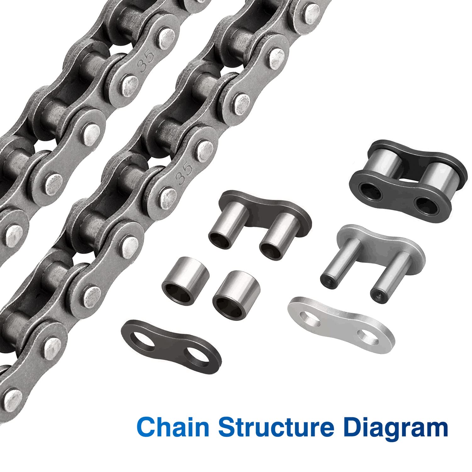 Belleone #35 Roller Chain 10 Feet -320 Links #35 Chain with Chain Breaker & 5 Connecting Links for Go Karts, Motorcycles, Mini Bikes, Bycicles, Other Home and Industrial Machinery